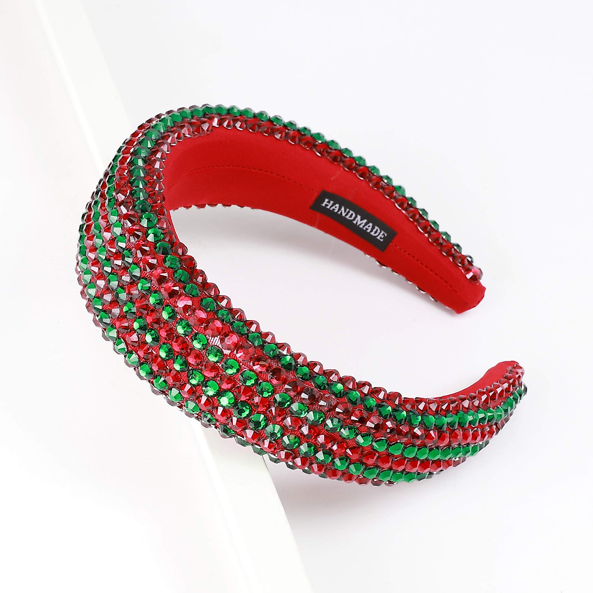 SP SOPHIA COLLECTION Women's Sparkling Crystal Padded Rhinestone Wide Bejeweled Hair Headband Party Hairband Hair Accessories in Lime