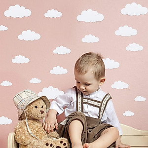 CUGBO 31pcs Big Clouds Vinyl Wall Decals DIY Wall Sticker Removable Wall Art Decor 4-10 inch for Living Room Nursery Kids Room(White)