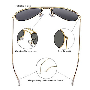 Pro Acme Classic Polarized Aviator Sunglasses for Women Men, Driving Sun Glasses Polarized Lens Lightweight Metal Pilot Frame UV400 Protection (Gold | G15 Green Lens | With Logo)