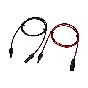 Temco 1 Pair 5 ft Solar Panel Extension Black + Red Connector Male Female 10 AWG Gauge PV Cable Wire