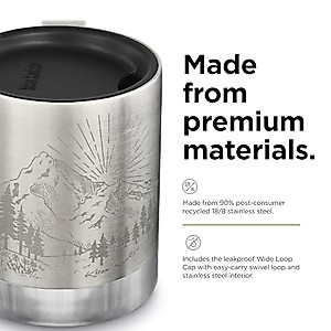 Klean Kanteen Camp Mug 12 Oz Laser Etch Mntns Brushed Silver