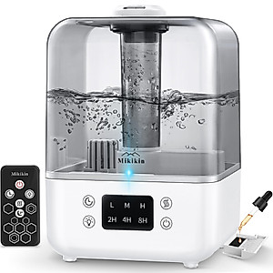 Humidifiers for Bedroom, Cool Mist Humidifiers for Large Room Home Baby, 5L Top Fill Ultrasonic Air Humidifier Quiet for Plants with Remote Control, Essential Oil Diffuser, Rotatable Nozzle - White