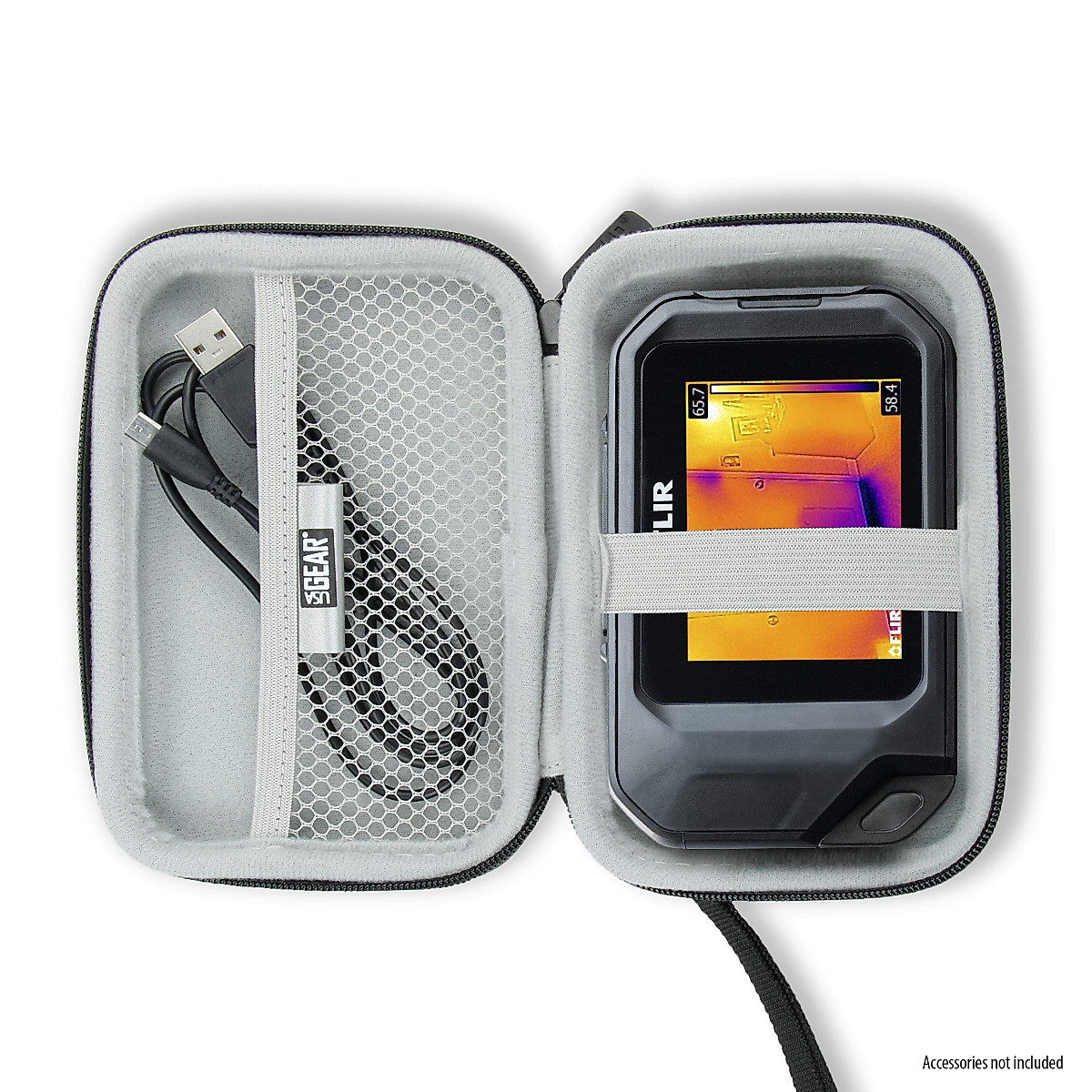 USA GEAR Thermal Imager Case - Hard Thermal Imager Carrying Case - Compatible with FLIR C5, FLIR C3, FLIR C2, Seek Reveal, Seek XR, Seek PRO, Seek Fastframe XR, and More Thermal Imagers - Black