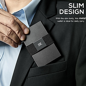 Sykorvon Minimalist Card Holder Wallet for Men, Aluminum Slim Metal Wallet with Money Band, RFID Blocking Pop Up Wallet, Holds 12+ Cards Plus Cash…