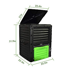 Garden Compost Bin from BPA Free Material, 80 Gallon(300 L), Easy Assembling, Large Capacity, Fast Creation of Fertile Soil