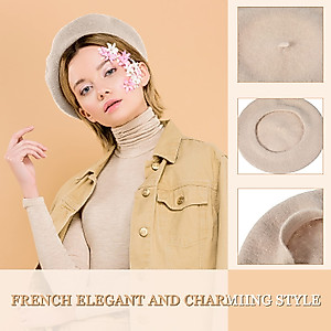 15 Pieces Women Wool Beret Hat Wool French Beret Hat Artist Beret Cap Winter Solid Color Hat for Women Girls (Multiple Color)