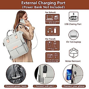 BAGSWAN Women Computer Backpack Nurse Bags: 15.6 Inch laptop Travel Work Bag Professional Waterproof Teacher SchoolBag with USB Port for Business College Backpack Carry on Bookbag for Women Gift(GREY)