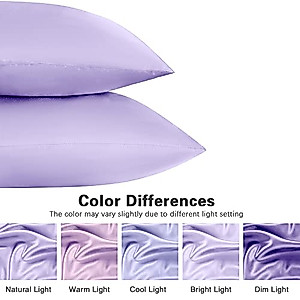 Satin Pillowcase for Hair and Skin, 2 Pack Lavender Silk Pillowcase Queen Satin Pillowcases with Envelope Closure(Lavender,20x30 inches)