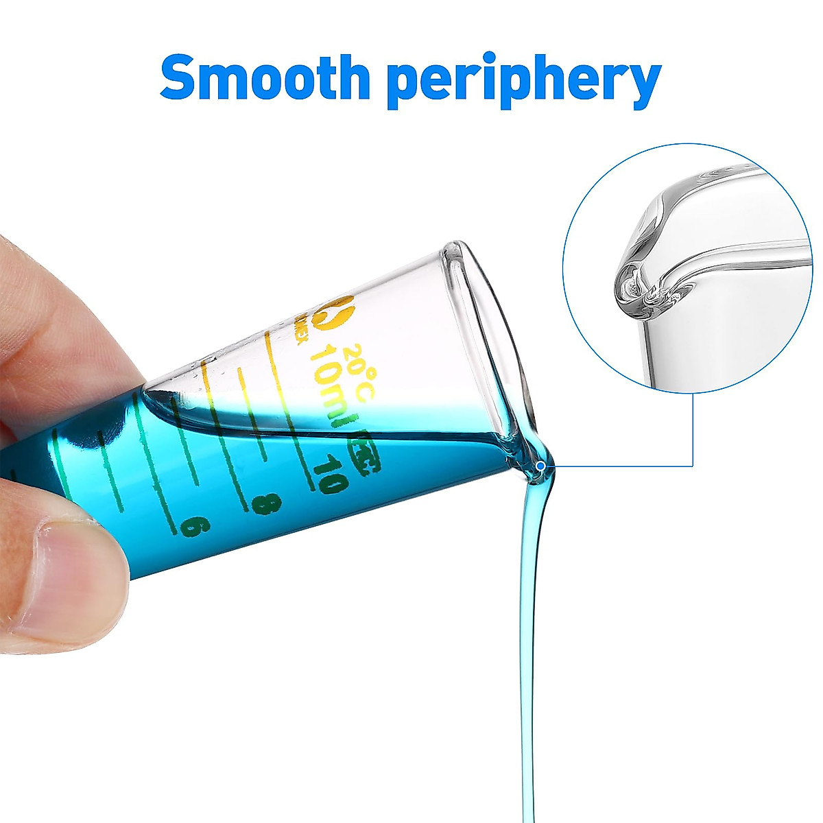 Baluue Graduated Cylinder 10mL Glass Measuring Cup With Spout Wide Mouth, Conical Beaker Liquid Dispenser Measuring Cylinder Experiment Tool for Science Teaching