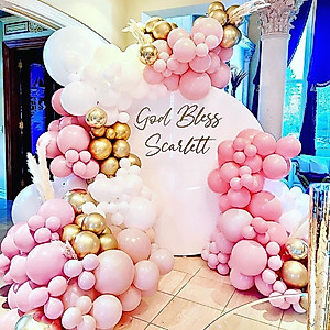 Pink White Gold Balloon Garland Double Stuffed Pastel Light Pink Gold Balloons Blush Beige Latex Arch Kit for Baby Shower Birthday Bridal Wedding Anniversary Party Decorations