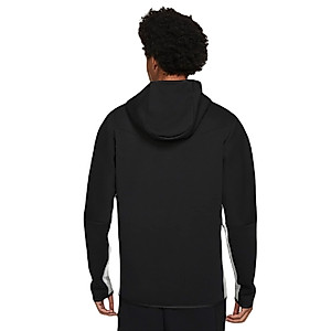 Nike Men's Sportswear Full Zip Hoodie, Black/Dark Grey Heather/White, X-Large
