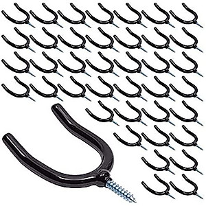 20 Pack U Hanger Hooks with 20 Anchors for Garage and Garden Tools (Black, 4 in)