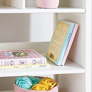 Martha Stewart Kids Jr. Dollhouse Bookcase - Creamy White: Wooden Organizer Shelves with Two Storage Compartments for Books, Dolls, Toys, and School Supplies | Children's Bedroom Furniture - Ages 3-8