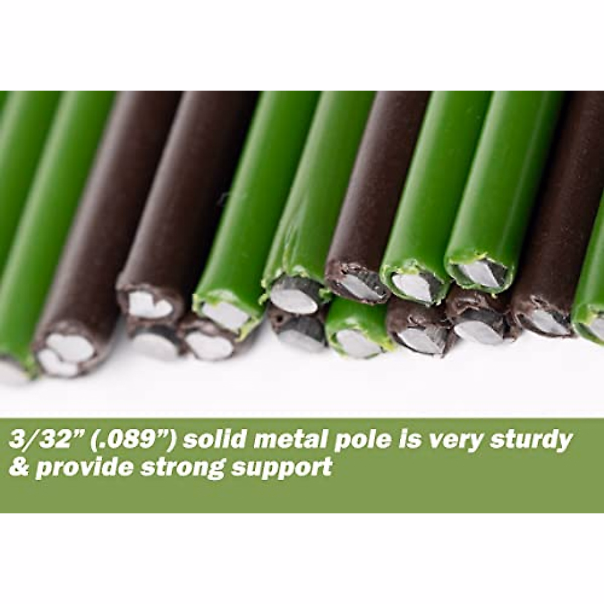 EESC2Y 10-PCs 15-3/4" Bendable Plastic Coated Metal Steel Garden Plant Support Stakes Sticks for Potted House Plants Indoor, Orchid Flower Stakes - Green