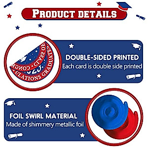 40 PCS Graduation Hanging Swirls Decorations Red White Blue Class of 2023 Graduation Party Supplies Congrats Grad Foil Ceiling Swirls Streamers for Congratulation Graduation Party Favors