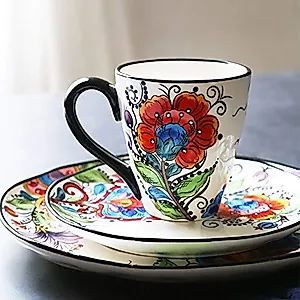 Style Floral Cutlery Set Ceramic Dish Porcelain Dessert Plate Fruit Dishes Dinnerware Set Tableware Tools