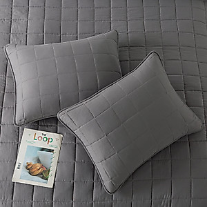 B2EVER Gery Quilt California Cal King Size Bedding Sets with Pillow Shams, Oversized Lightweight Soft Bedspread Coverlet, Quilted Blanket Thin Comforter Bed Cover, 3 Pieces, 118x106 inches