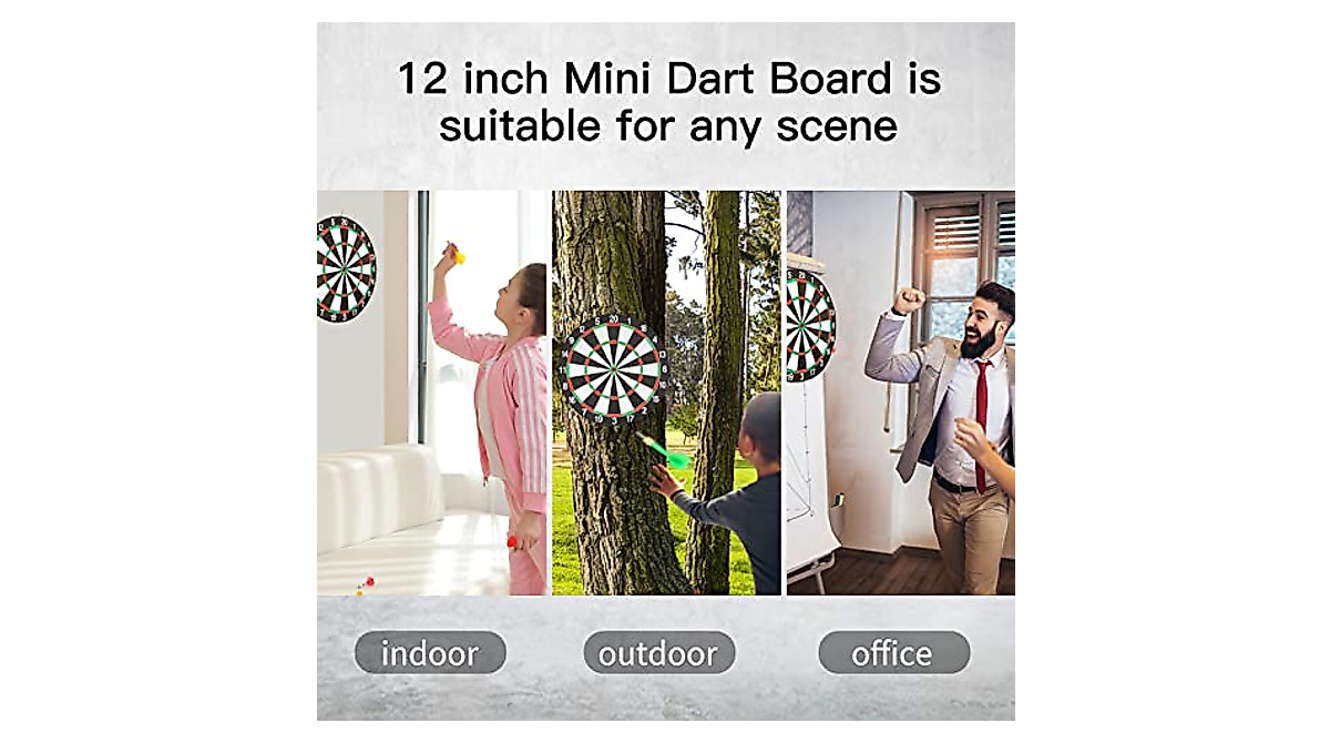 Mini Dart Board Set - 12-inch Double-Sided Dartboard for Fun