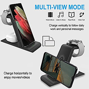 3 in 1 Wireless Charging Station for Samsung Wireless Charger Stand Magnet Galaxy Watch 4/3 Active 2/1 Galaxy S23/S22 S21/S20/S10/S10e/Note 20/10/9/8/Z Flip/3 Fold 3 Galaxy Buds 2/Live Multiple Device