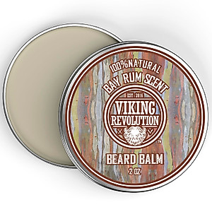 Viking Revolution Bay Rum Beard Balm - Beard Butter with Argan Oil, Beard Softener for Men with Jojoba Oil - Beard Moisturizer for Men with Beeswax - Beard Wax for Men (2oz, 1 Pack)