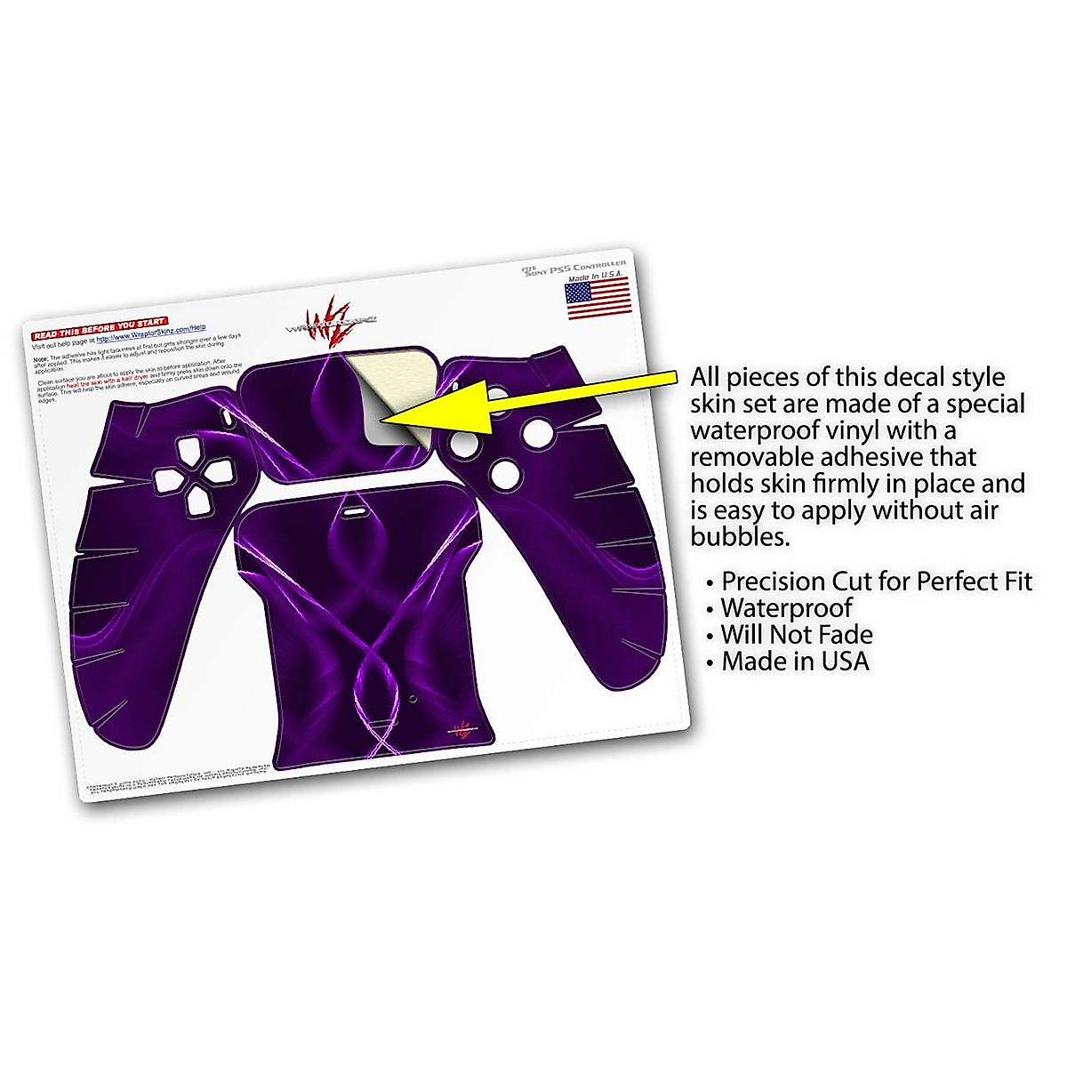 WraptorSkinz Skin Wrap compatible with Sony PS5 DualSense Controller Abstract 01 Purple (CONTROLLER NOT INCLUDED)