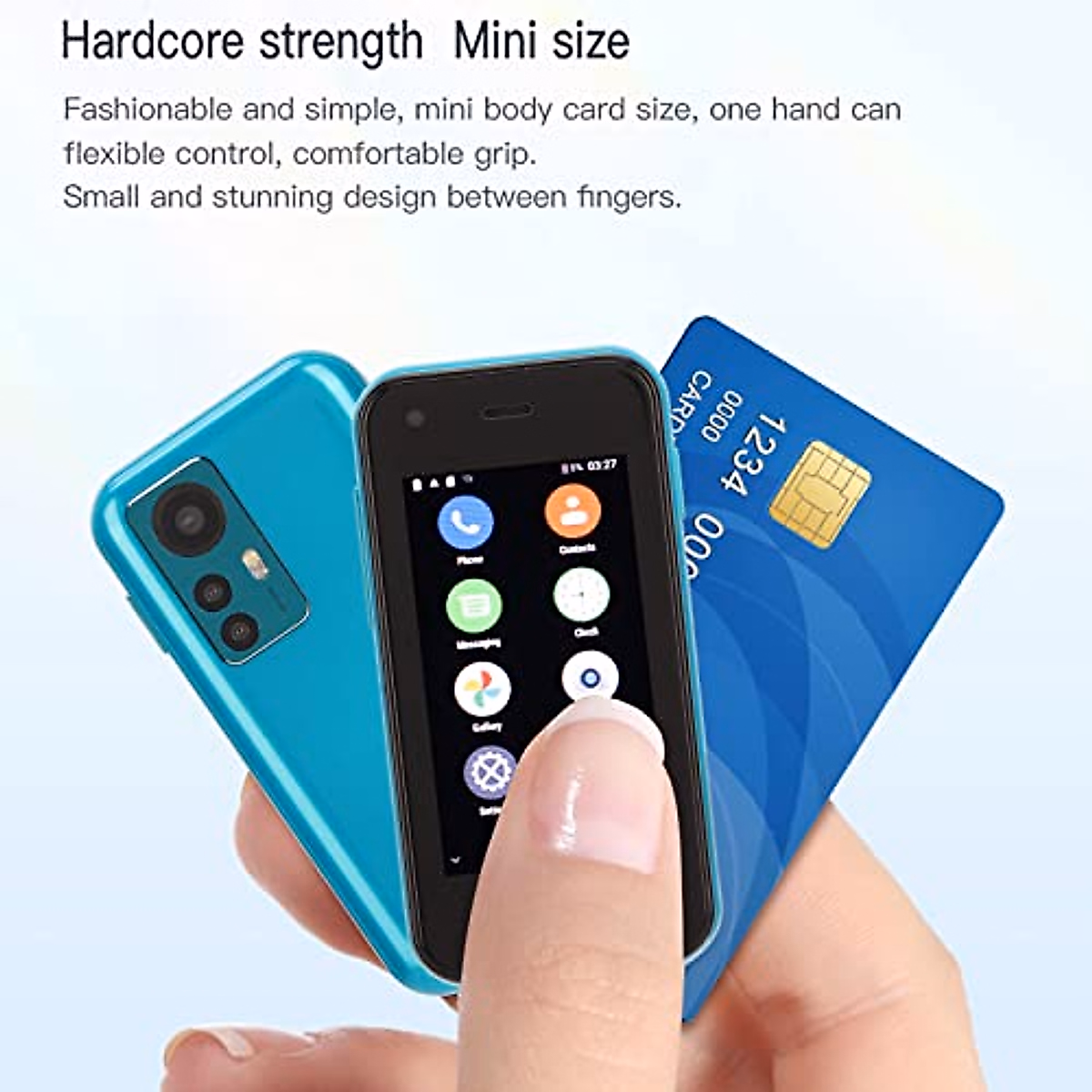 3G Smart Phone, 1GB RAM 8GB ROM Mini Cell Phone 700 MAh Battery Support 2.4G WiFi Multi Language Support Bluetooth for Daily (Blue)