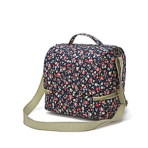 Lunch Bag Tote for Women Men Double Deck Lunch Box with Shoulder Strap Insulated Leakproof Cooler Bag, Blue