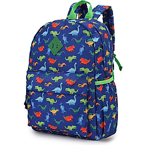VX VONXURY School Backpack for Boys, Lightweight Kids Backpack Preschool Toddler Kindergarten Bookbag with Front Chest Buckle,Blue Dinosaur