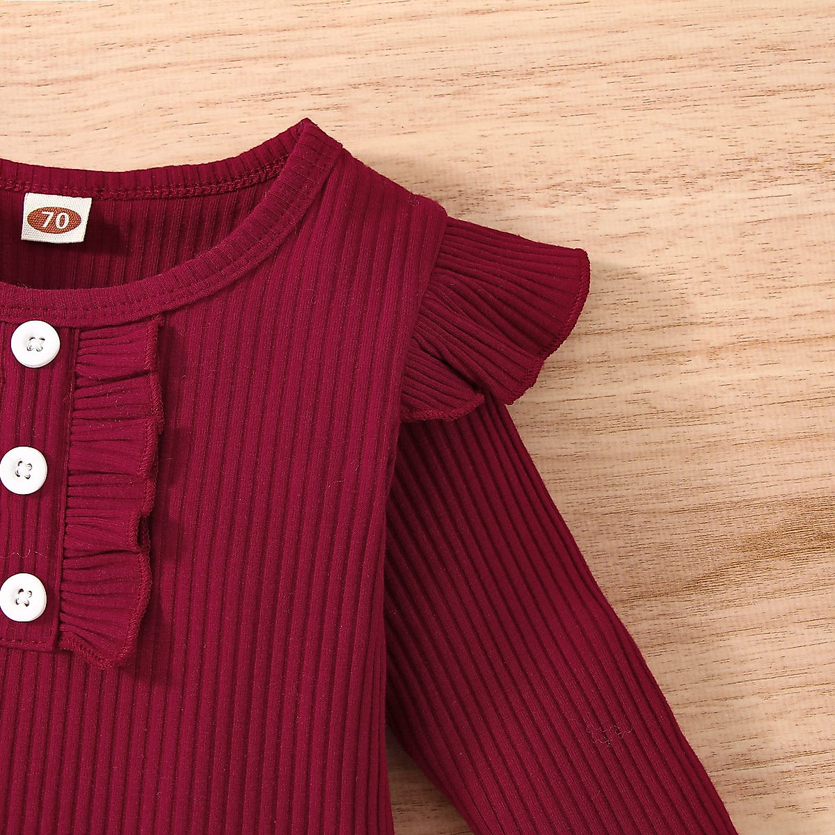 Sasaerucure Infant Toddler Baby Girl Fall Winter Outfits Long Sleeve Romper Knitted Bodysuit with Plaid Skirt 2Pcs Christmas Outfits (Wine Red, 6-9 Months)