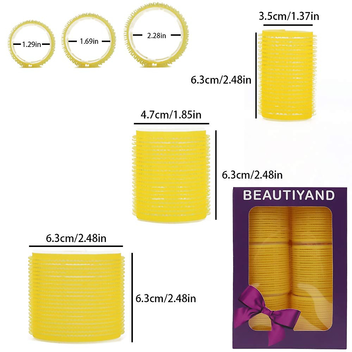 Jumbo Size Hair Roller sets, Self Grip, Salon Dressing Curlers, 3 Inch 18 Packs (6XJUMBO+6XLARGE+6XMEDUIEM)