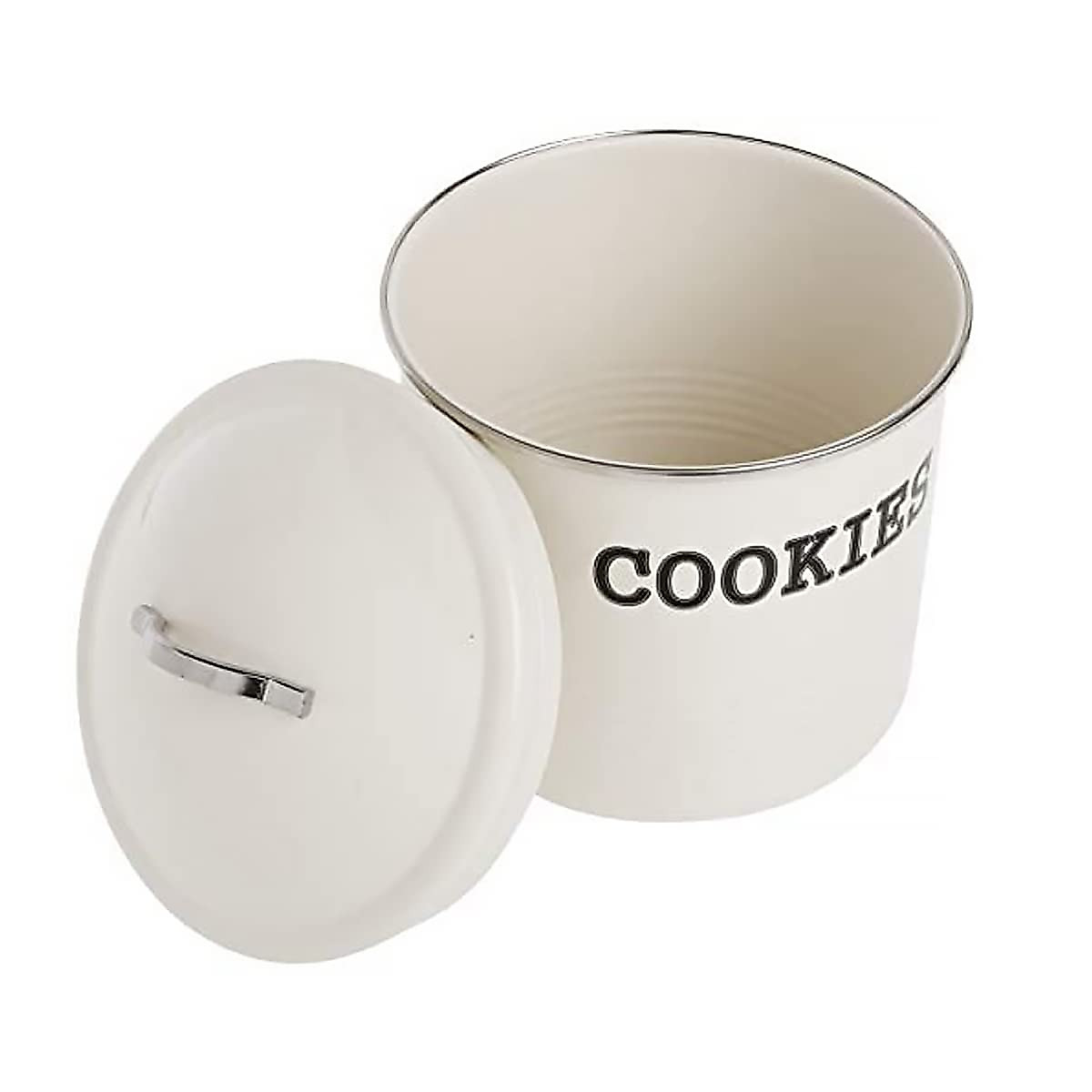 Home Basics Large Cookie Jar (Ivory) Cookie Jars For Kitchen Counter | Cute Cookie Jar With Lid