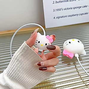 RTSXS Protective Case for Apple 20W iPhone USB-C Power Adapter Charger and USB Lightning Cable, 3D Cartoon Kawaii Saver Accessory Case for iPhone Charger (White cat)