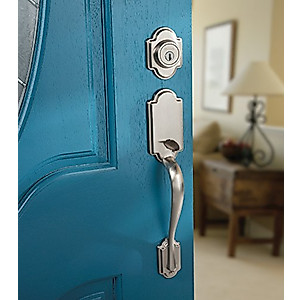 Kwikset Arlington Single Cylinder Handleset w/Lido Lever featuring SmartKey® in Satin Nickel