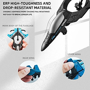 TIKHOSEN Rc Plane for Kids Drones for Age 8-12 Remote Control Foam Airplane for Kids Ages 8-12 Fighter Jet Toy Airplane with Function Gravity Sensing Stunt Roll Cool Light Styrofoam Plane (B)