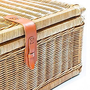 The Basket Lady Covered Wicker Storage Basket, Large, 20 in L x 14 in W x 8 in H, Sandstone