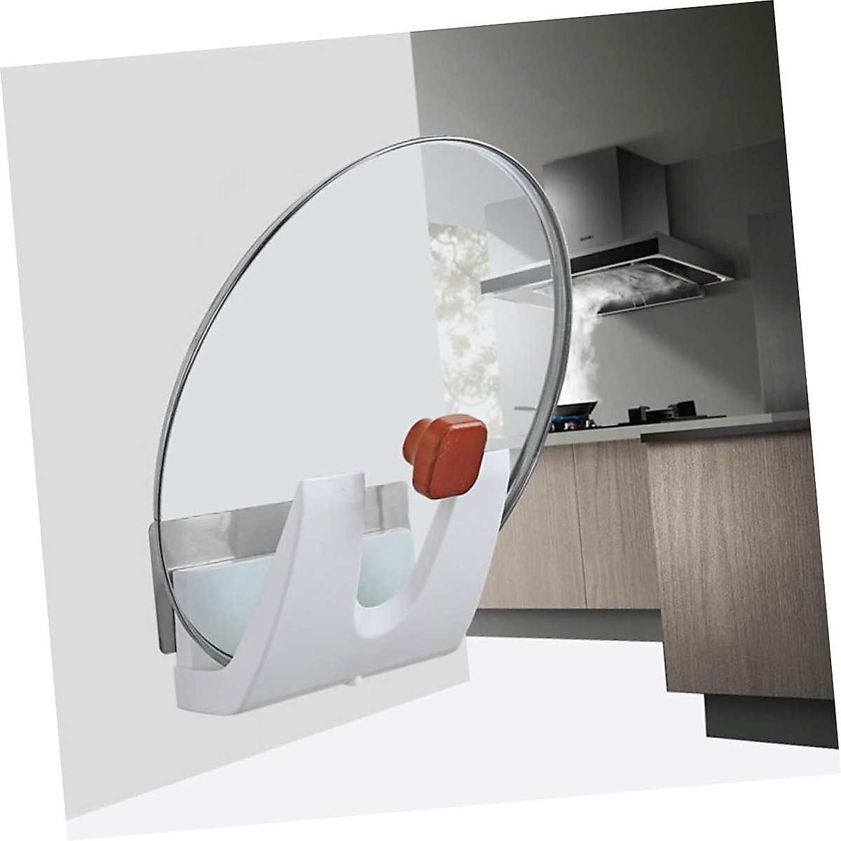 SHOWERORO Cabinet Door Storage Mount Pot Lid Holder Pot Lid Organizer Sucker Lid Rack Pan Cover Rack Drain Storage -mounted White Storage Rack Lid Rack