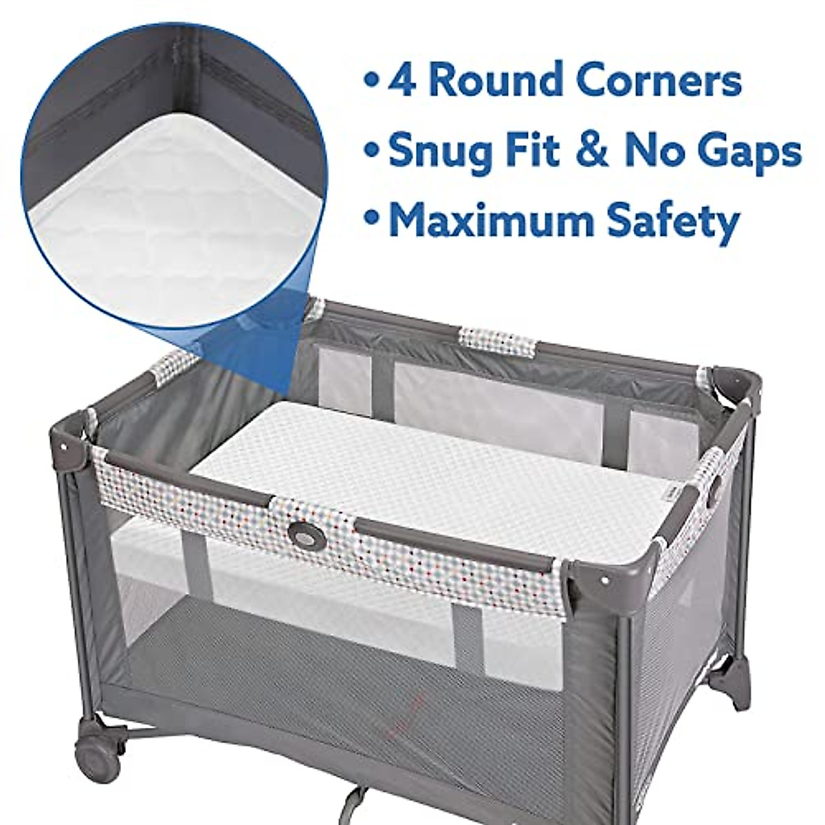 Pro Goleem Pack and Play Mattress (38’’x26’’x3.15’’), Waterproof Fitted Pack n Play Mattress Pad, Soft Playard Mattress Memory Foam Playpen Mattress Mini Crib Mattress for Babies and Toddlers