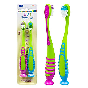 ALL PURE 6 Pack Kids Toothbrush Suction Cup Stand Soft Bristles Toddler Clean Oral Care
