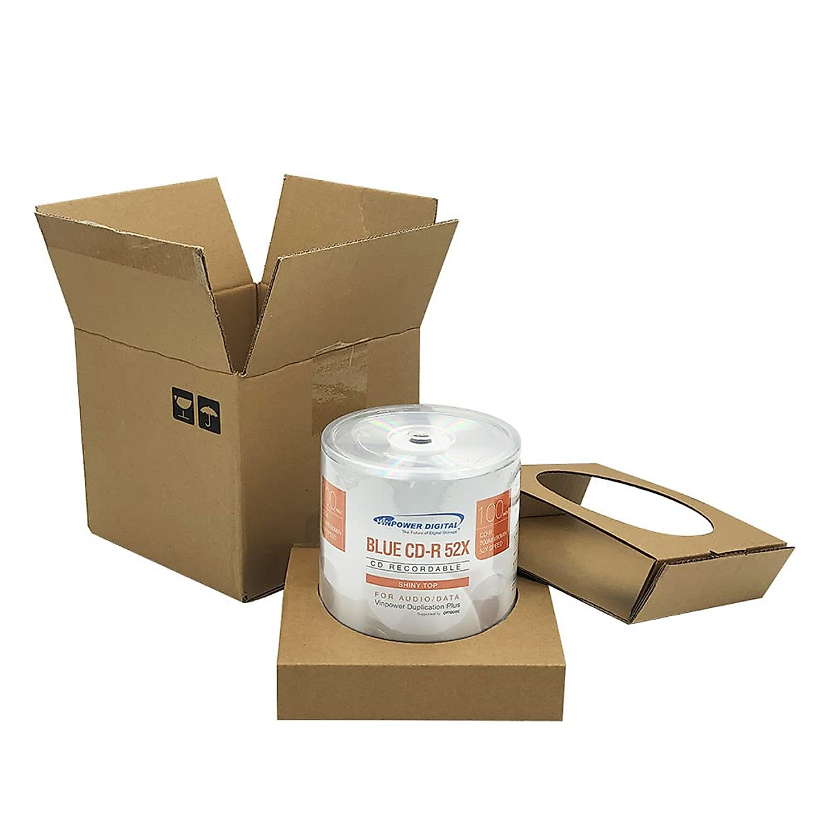 Vinpower Digital Blue AZO CD-R 700MB 52X Shiny Silver Top Recordable Media Disc - 100pk Cake Box 16M-115-BX (FFB), 100 Discs