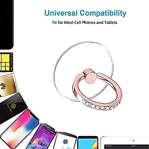 anzyzz Cell Phone Ring Holder Stand, Transparent Phone Ring Holder Finger Kickstand 360° Rotation Phone Ring Finger Grip Compatible with All Smartphones(Silver&Rose Gold Diamond)