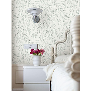 Leaf Wallpaper Boho Contact Paper Peel and Stick Wallpaper Leaves Contact Paper for Cabinets Floral Wallpaper for Bathroom Self-Adhesive Removable Wallpaper Olive Farmhouse Nature Paper 17.3“×78.7“