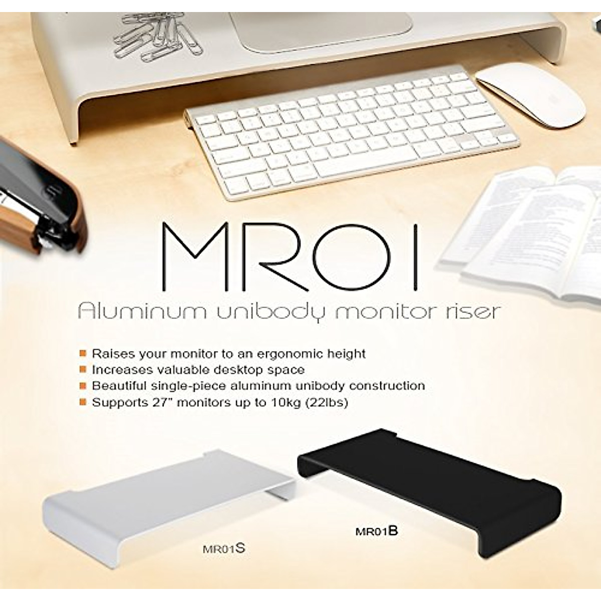 SilverStone Technology Aluminum Unibody Monitor / iMac Stand, Silver (MR01S)