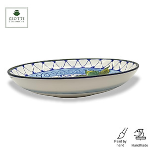 X Large Ceramic Bowl for Kitchen - Italian dinnerware pasta bowl - Platter serving tray - Hand painted Tuscan pottery bowls - Made in Italy plates set - Ceramics salad tuscan soul pottery