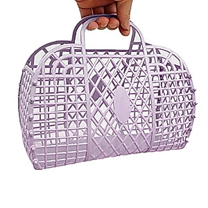 80's Retro Style Jelly Purse Retro Jelly Beach Bag Summer Child Bag Plastic Storage Basket Kids Baby Wedding Flower Girl Bachelorette Favors Boo Bags (021Lilac)