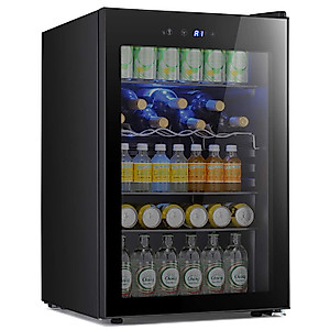 Antarctic Star Beverage Refigerator -120 Can Mini Fridge for Soda Beer or wine,Small Drink Dispenser, For Office or Bar with Adjustable Removable Shelves，4.5 Cu. Ft. (Black)…