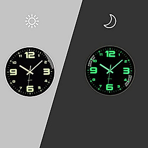 NESIFEE 12 Inch Glow in The Dark Wall Clock,Night Light Wall Clock,Silent Non-Ticking, Battery Operated Wall Clocks for Living Room Kitchen Office Bedroom