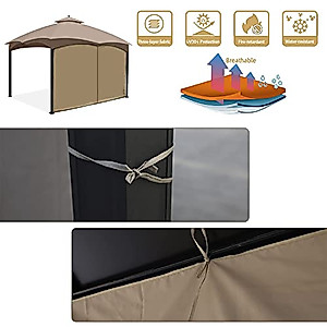 Warmally Gazebo Replacement Privacy Curtain, 10'x12' Side Wall Universal Replacement Curtain, Pavilion Screen Wall for Patio, Garden, Deck, Lawn (One Side Only, Khaki)