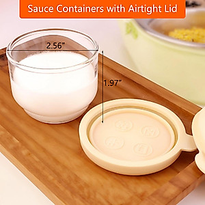 Matifaner Salad Dressing Container To Go, 2.7 oz Glass Small Condiment Container with Lids, Dipping Sauce Cups for Lunch Box, Leakproof Reusable Sauce Containers, Salad Jars Meal Prep (2.7oz×2pcs)