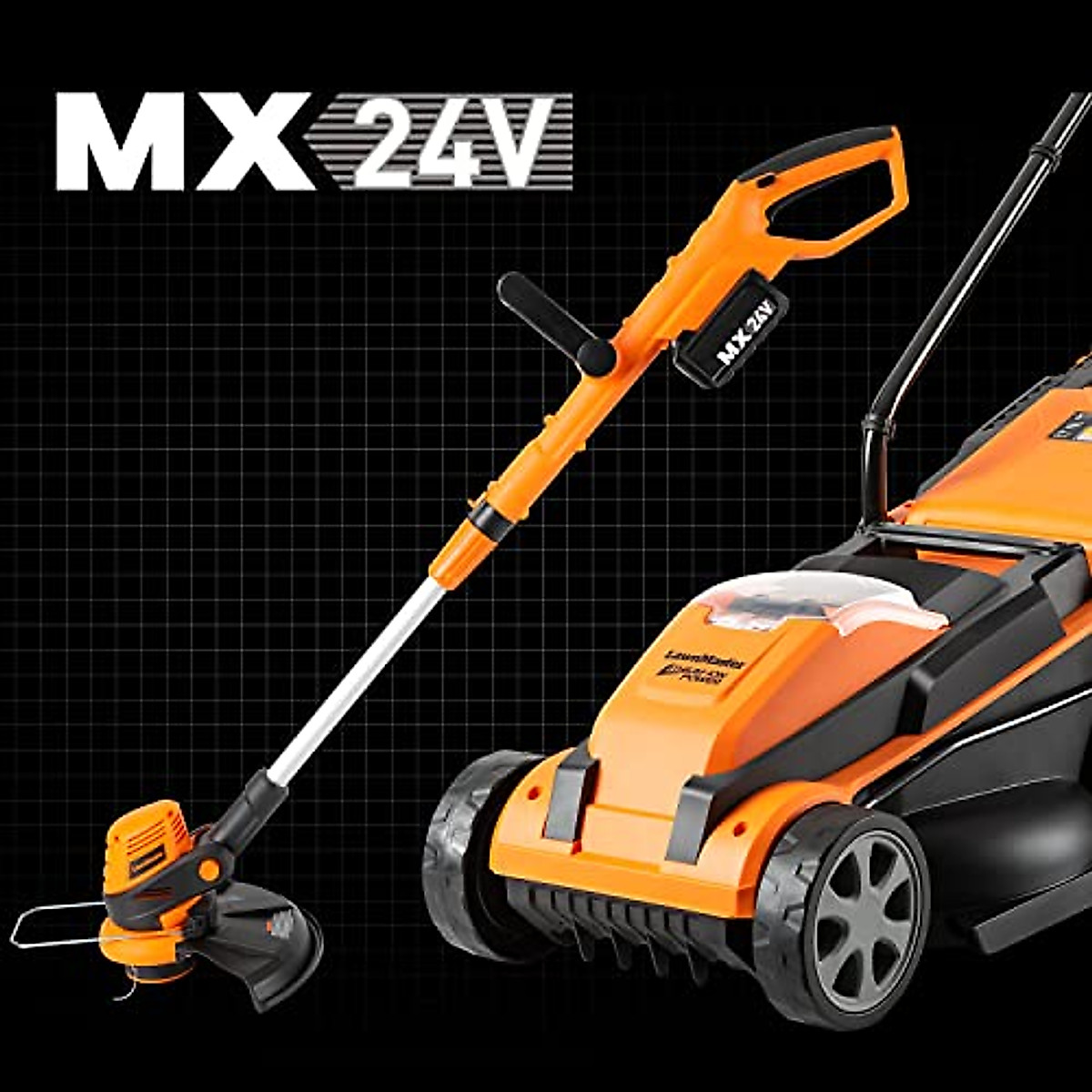 LawnMaster 20VMWGT 24V Max 13-inch Lawn Mower and Grass Trimmer 10-inch Combo with 2x4.0Ah Batteries and Charger