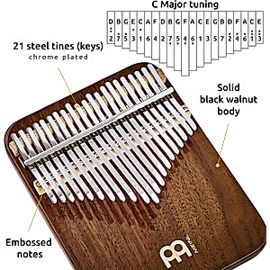Kalimba Thumb Piano, 21 Keys — Includes Tuning Hammer and Case — For Meditation, ASMR, Sound Therapy and Yoga, 2-YEAR WARRANTY